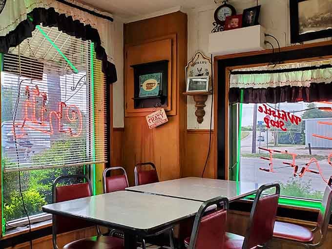 Window tables bathed in natural light, perfect for watching small-town Texas life unfold between bites of greatness.