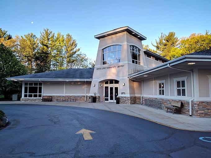 White Lake Community Library proves that modern architecture can still respect a town's traditional character beautifully.