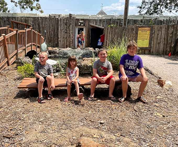 Happy visitors taking a well-deserved rest after exploring every corner of this delightful animal sanctuary in Sullivan.