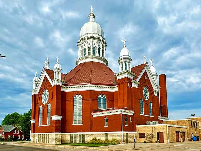St. Stanislaus Basilica's stunning domes rise skyward, a masterpiece of faith and craftsmanship combined.
