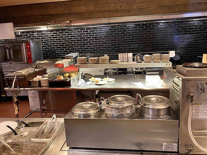 Behind the scenes where the magic happens, clean and efficient without needing to be a showpiece kitchen.