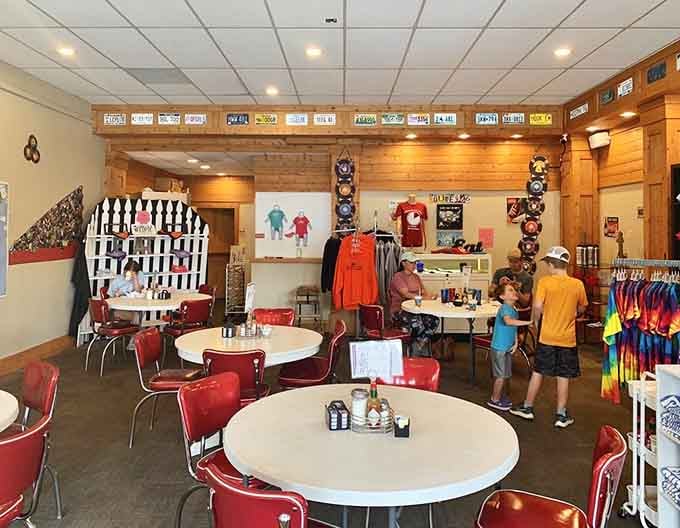 The gift shop section means you can take home souvenirs after filling up on carbs and happiness.