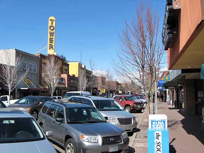 The iconic Tower sign points the way to downtown delights where local businesses still outnumber chain stores, thankfully.