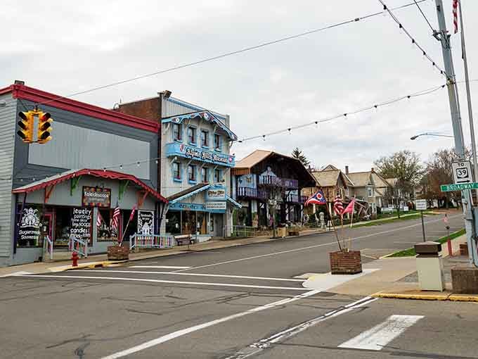 Swiss-style buildings and colorful facades transport visitors to Alpine villages without ever leaving Ohio's rolling countryside.