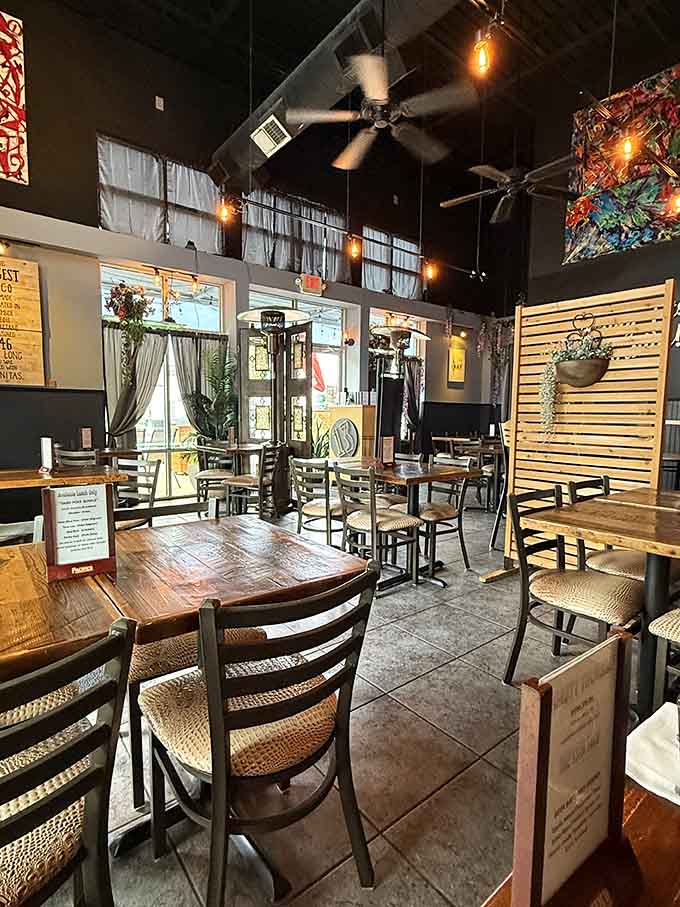Those ceiling fans and artistic touches create an atmosphere that's both relaxed and thoughtfully designed throughout.