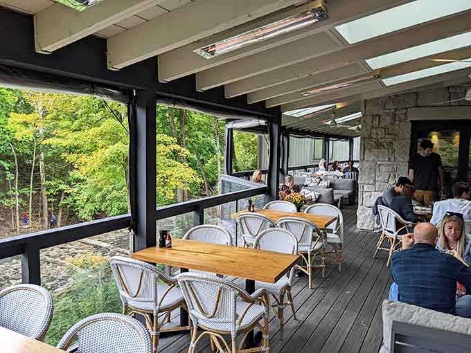 The patio brings you close enough to nature to feel adventurous without sacrificing your access to good wine.