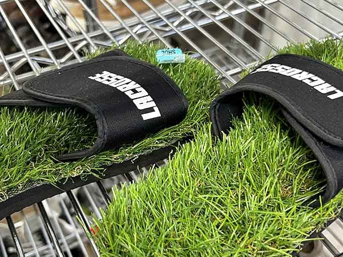 Grass slippers that are either genius or completely ridiculous, and honestly we're not sure which one yet.
