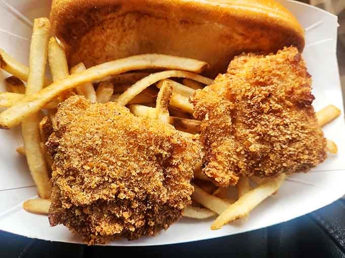 Crispy fried cod that's golden perfection, offering another excellent option for those exploring beyond the lobster menu.