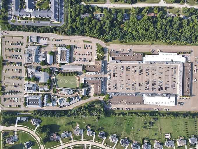 From above, the sprawling complex looks like a small village dedicated entirely to the noble pursuit of bargains.