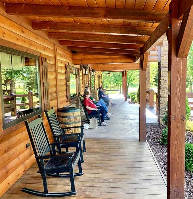 Rocking chairs on the wraparound porch invite you to slow down and soak in the whole experience properly.
