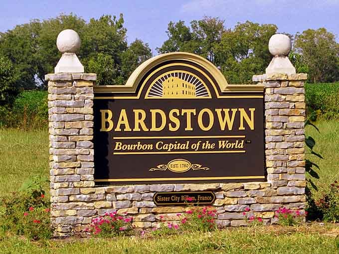 That sign doesn't just mark a town, it announces the bourbon capital with the confidence of a championship banner.