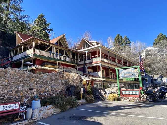 Perched on the hillside like a castle watching over its kingdom, this inn defines dramatic entrances.