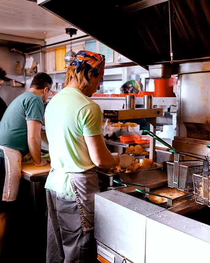 Behind the scenes, the kitchen crew works their magic turning simple ingredients into something worth driving across town for.