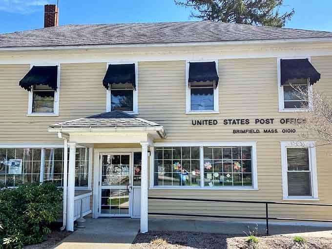 Even the post office maintains that classic New England charm that makes Brimfield feel frozen in time year-round.