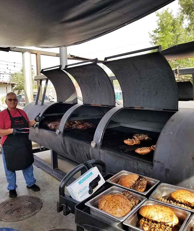 These massive smokers work their magic outside, turning quality cuts into the tender, flavorful barbecue that keeps people coming back.