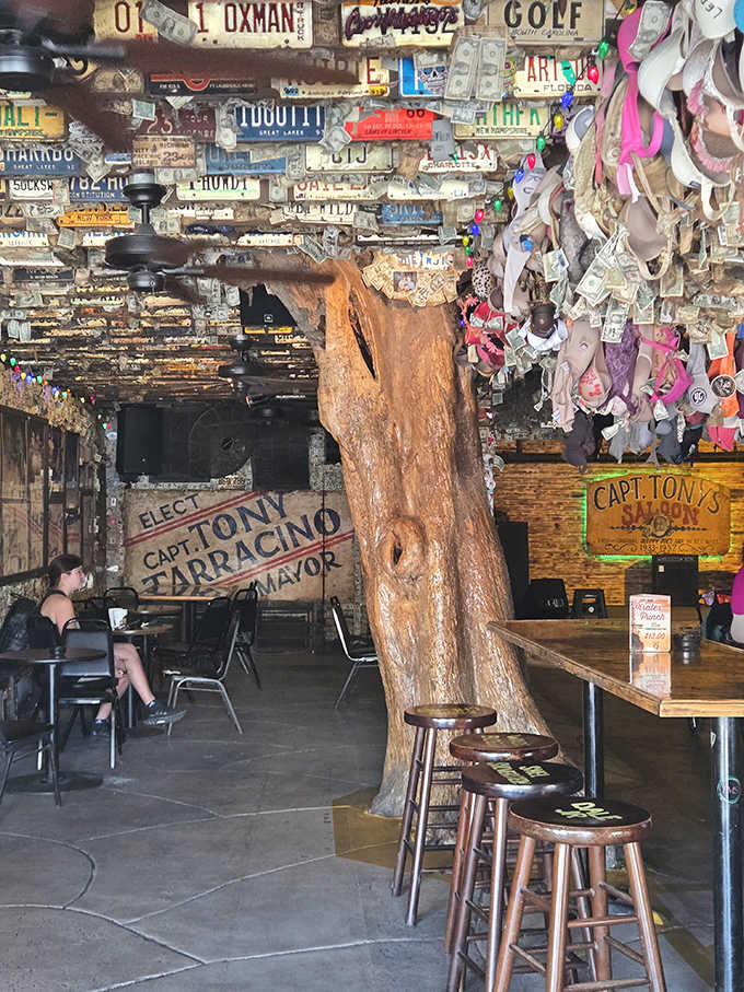 That tree trunk growing through the middle isn't decorative, it's been here longer than anyone can remember.