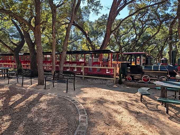 Shaded seating areas where grandparents can rest while kids burn off that endless youthful energy.