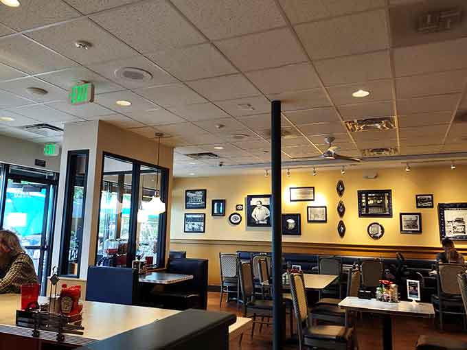 Natural light streaming through those windows makes everything look better, especially when you're pleasantly stuffed with Greek food.