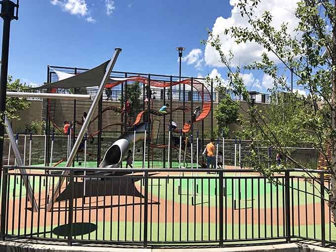 The playground offers salvation for parents who need their kids entertained while they contemplate just one more store visit.