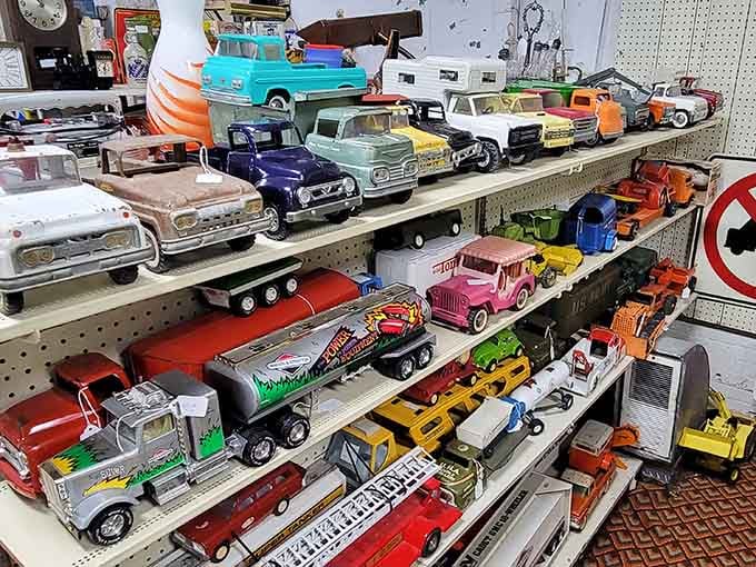 Vintage toy trucks in every color imaginable&mdash;because boys never really outgrow their love of vehicles.