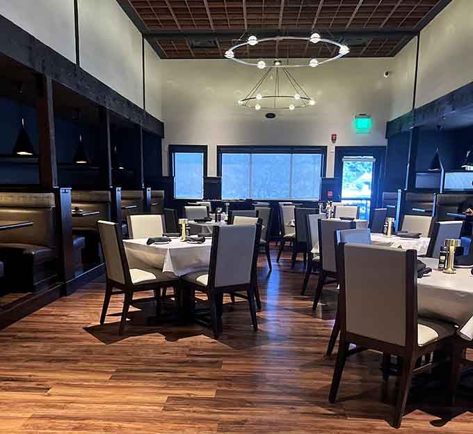Clean lines and comfortable seating create a space where lingering over dessert feels absolutely mandatory.
