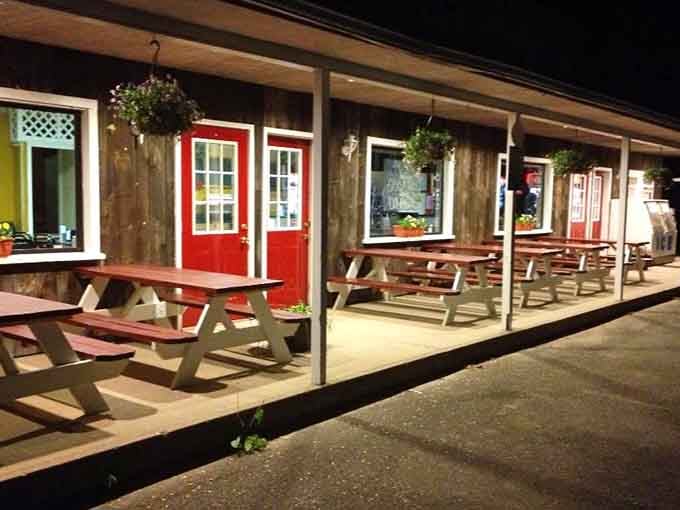 Those picnic tables under the covered patio prove that sometimes the best dining room is fresh air and good company.