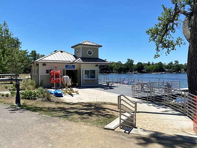 The boathouse stands ready to outfit adventurers with everything needed for aquatic exploration and memorable summer escapades.