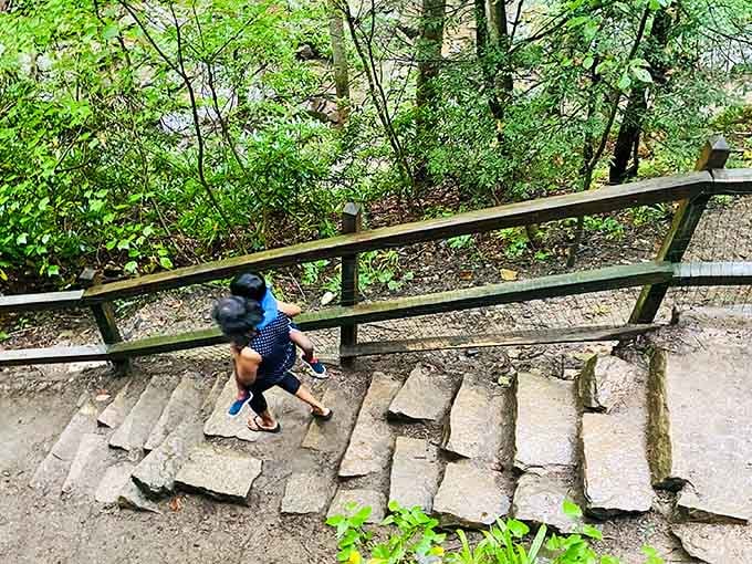 Each stone step brings you closer to the payoff, and your knees will forgive you later.