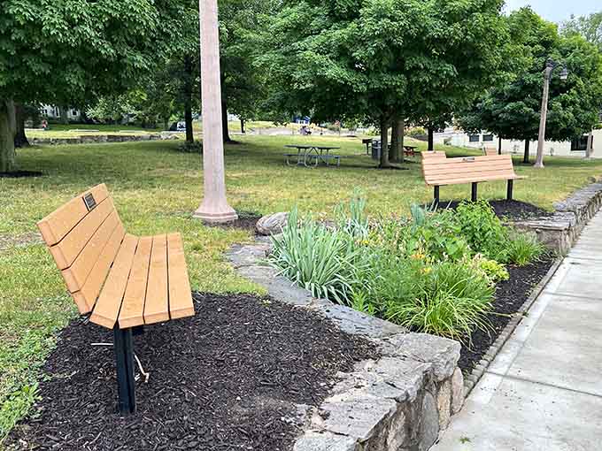 Thoughtfully placed benches invite you to sit, breathe, and remember that relaxation is still a legitimate life goal.