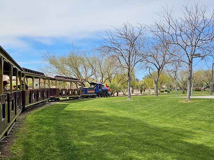 Rolling through green grass with mountain views beats your daily commute by approximately one million percent.