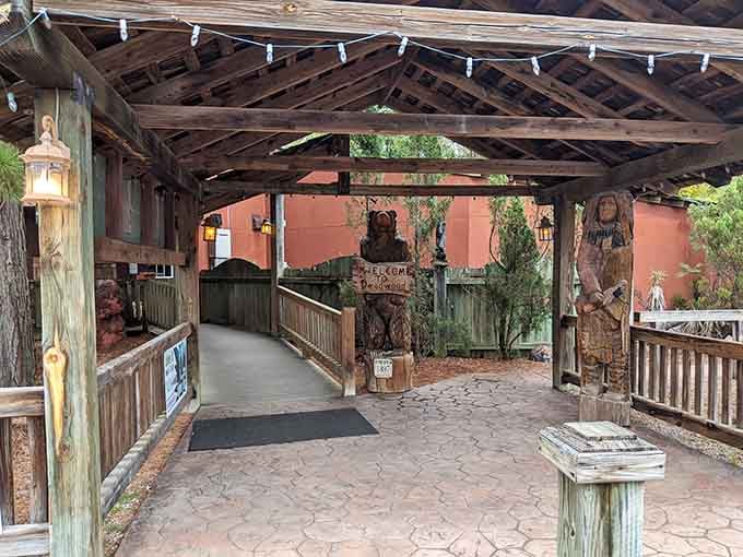 The entrance welcomes you to leave modern North Carolina behind and embrace your inner frontier spirit completely.