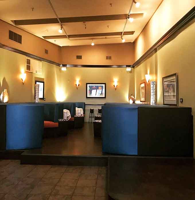 These plush booths offer the kind of privacy that encourages lingering over dessert and one more round of drinks.