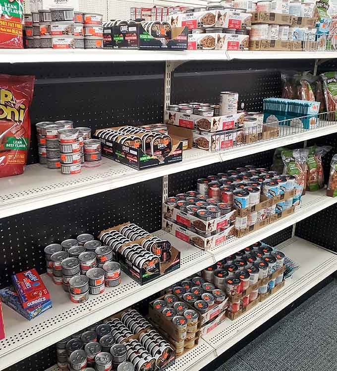 Pet food selection that proves you don't have to choose between feeding yourself and feeding your cat.