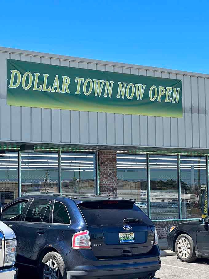 The parking lot where smart shoppers gather, their cars soon to be filled with bargains galore.