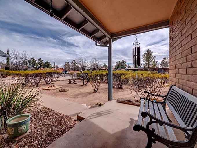 Covered porches with benches invite you to sit and watch the world, a luxury that's become surprisingly rare.