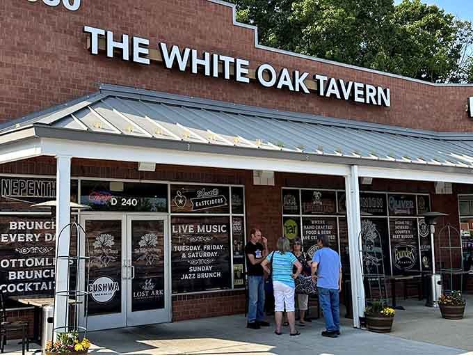 The White Oak Tavern advertises live music and brunch like they understand exactly what makes weekends worth celebrating in the first place.