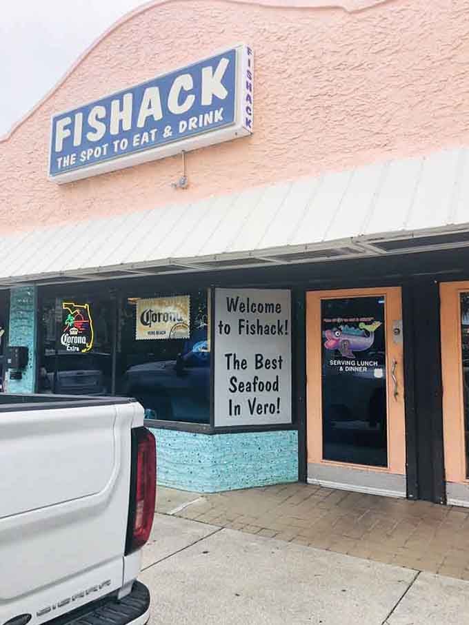 The entrance welcomes you with a bold promise about having the best seafood in Vero, and spoiler alert: they deliver.