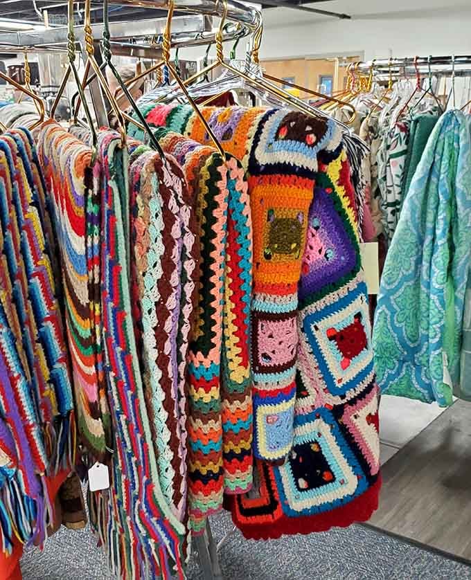 Handmade crochet blankets in rainbow colors prove someone's labor of love becomes your cozy treasure now.