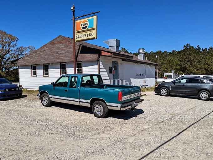 That gravel parking lot filled with trucks and cars is the first sign you've arrived at authentic barbecue greatness.