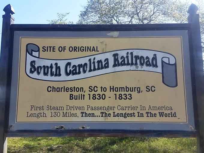 This historical marker celebrates Hamburg's railroad glory days, back when being the longest in the world actually meant something to somebody important.