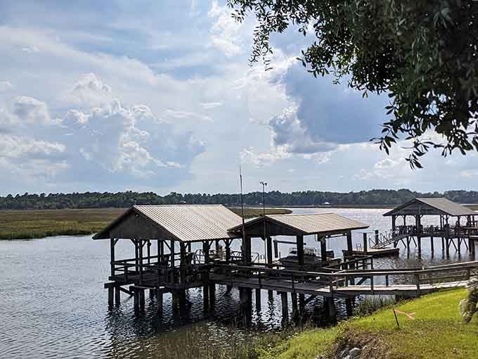 Covered docks offer shade and spectacular views, the perfect combination for contemplating life's bigger questions.