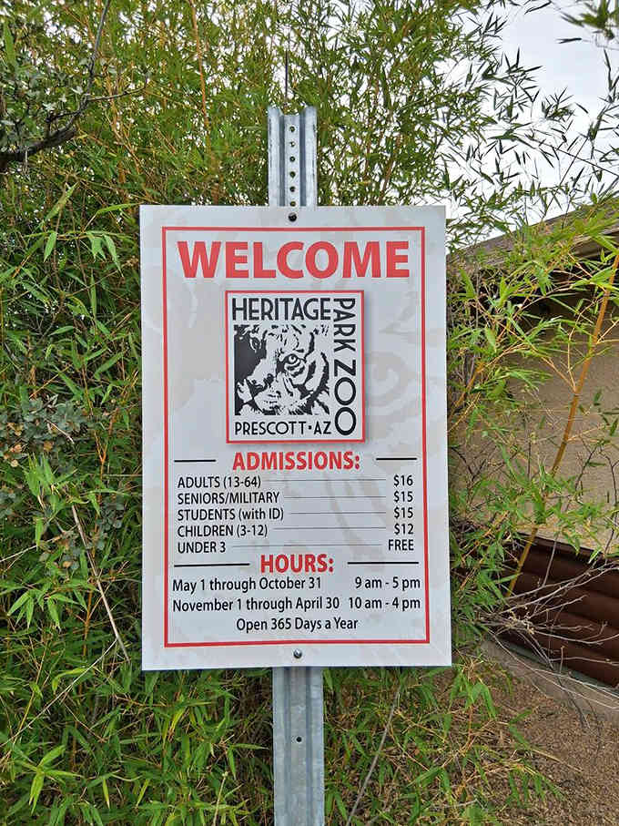 Clear pricing and hours posted right at the entrance, because nobody enjoys surprise fees or wasted trips.