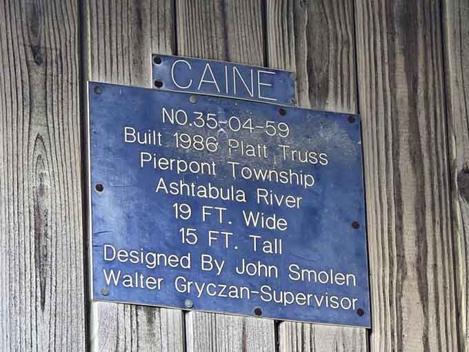 This plaque tells the bridge's story in facts and figures, the Cliff's Notes version of local history.