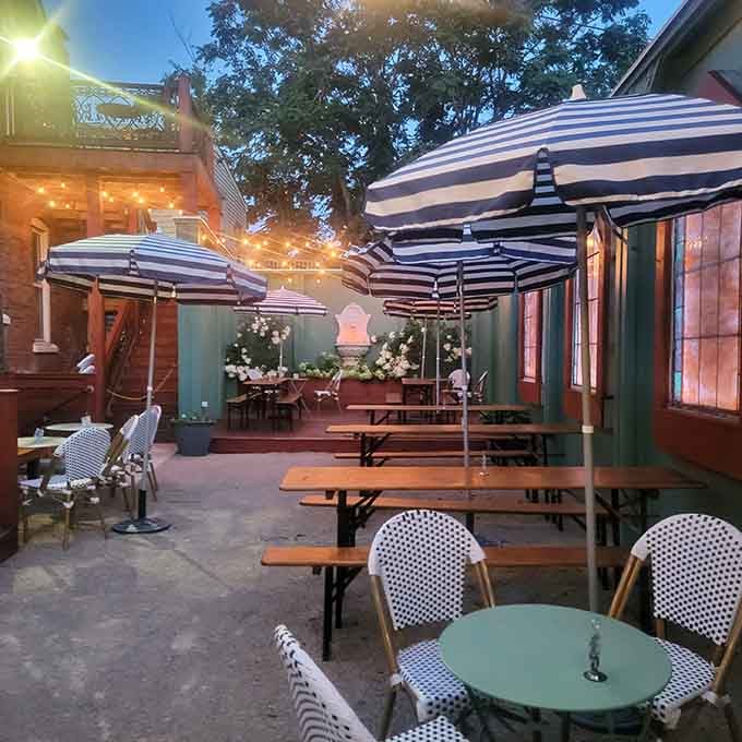 Holy Grale's charming outdoor patio offers the perfect spot for warm evenings, cold beer, and excellent people-watching opportunities.