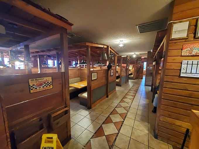 Cozy booths perfect for settling in with a big breakfast and absolutely no plans to leave anytime soon.