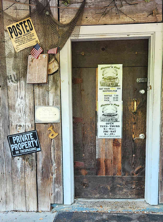 That weathered wooden door has welcomed countless hungry diners seeking the perfect steak dinner.