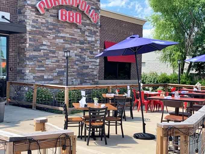 An outdoor patio for enjoying barbecue in the fresh air, because sometimes paradise needs a little sunshine too.