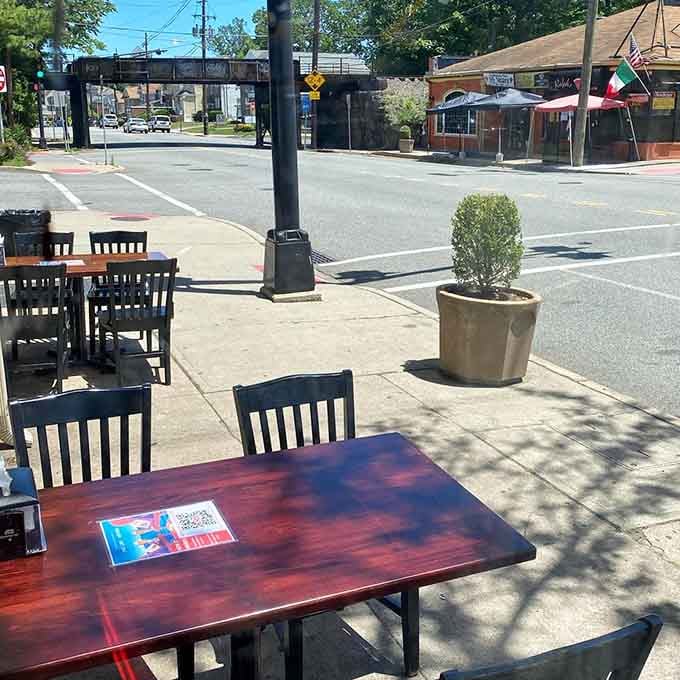 Outdoor seating on Franklin Avenue lets you enjoy your meal while watching Nutley's daily parade pass by.