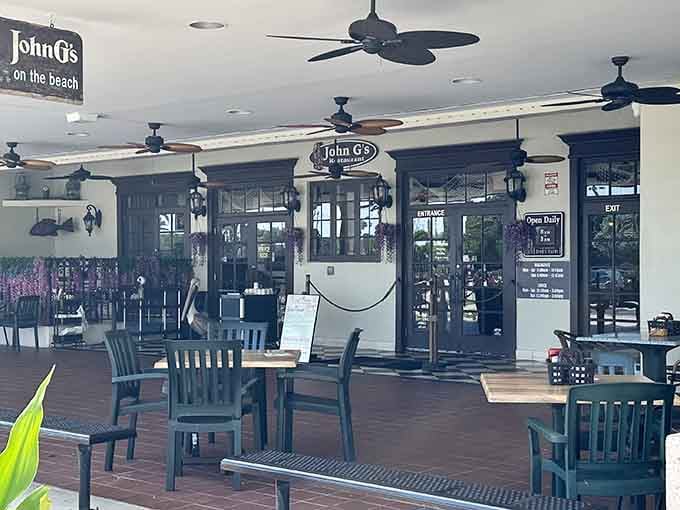 Outdoor seating for those perfect Florida mornings when the humidity hasn't kicked in yet.