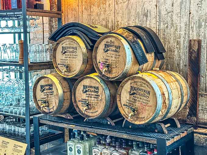 Those aging barrels hold future happiness, patiently waiting to become someone's favorite bottle at home.